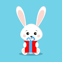 White cute rabbit Royalty Free Vector Image - VectorStock