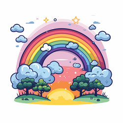 Rainbow hand-drawn comic rainbow doodle style Vector Image