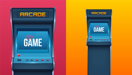 Arcade game screen 80s retro start play Royalty Free Vector