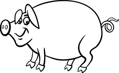 Funny Comic Pig Cartoon Character Color Book Vector Image