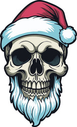 Skull wearing a santa hat for christmas Royalty Free Vector
