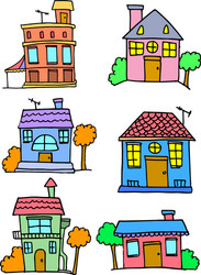 Doodle of house theme set Royalty Free Vector Image