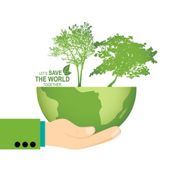 Save the world poster design template with hand Vector Image