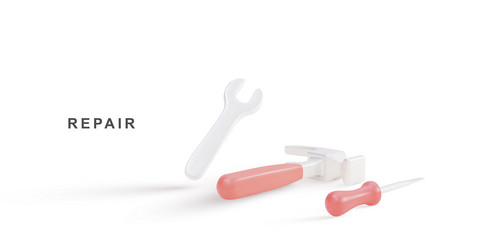 3d realistic simple repair icon with hammer Vector Image