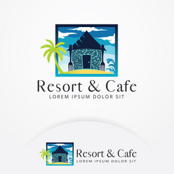 Resort beach house travel logo Royalty Free Vector Image