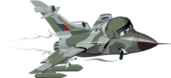 Military fighter jet airplane cartoon Royalty Free Vector