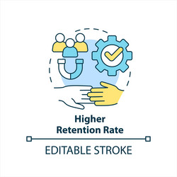 Higher retention rate blue gradient concept icon Vector Image