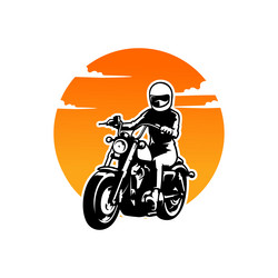 Biker riding motorcycle icon image Royalty Free Vector Image