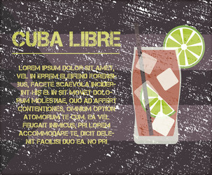 Cuba libre sign with silhouette cocktail retro Vector Image