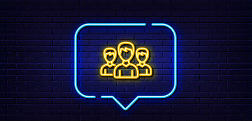 Group line icon users or teamwork sign neon Vector Image