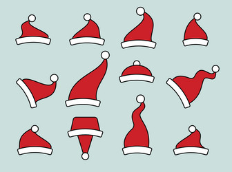 Santa hats doodles Royalty Free Vector Image - VectorStock
