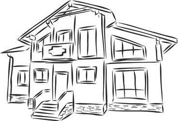 Beautiful cozy house built realistic sketch Vector Image
