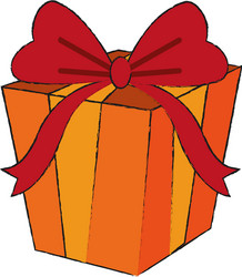 Yellow gift box with a red ribbon icon cartoon Vector Image