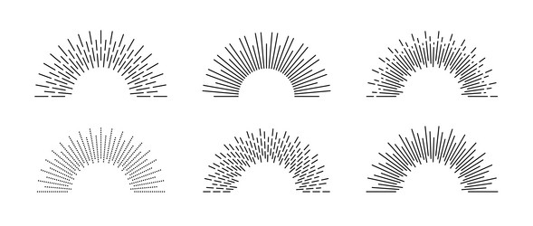Half sunburst frame set sunrise and sunset Vector Image