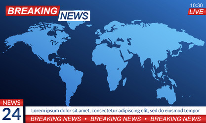 Breaking news background with world map backdrop Vector Image
