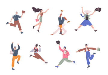 Group of jumping students isolated Royalty Free Vector Image