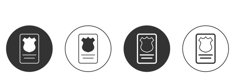 Black police badge with id case icon isolated Vector Image