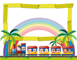 Border template with kids on the train Royalty Free Vector