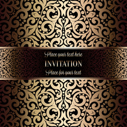Gold wedding invitation card template design Vector Image