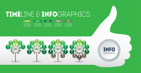 Infographic or timeline with five trees Royalty Free Vector