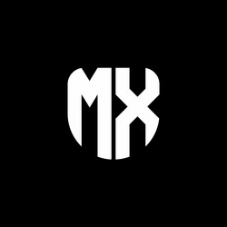 Mx monogram letter logo ribbon with shield style Vector Image