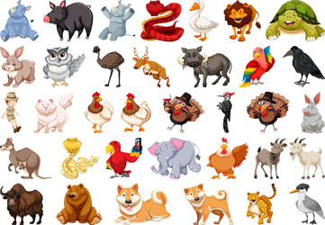 Set wild animals Royalty Free Vector Image - VectorStock