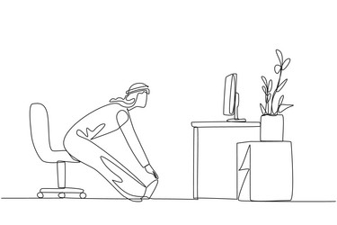 Single one line drawing arabian man sitting Vector Image