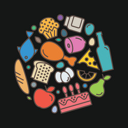 Delicious food icons quality flat style logo Vector Image