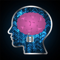 Brain lock in human head Royalty Free Vector Image