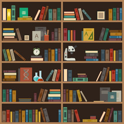 Book shelves and bookcase library bookstore Vector Image