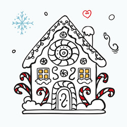 Gingerbread house for christmas in doodle style Vector Image