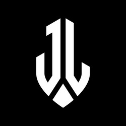 Jl monogram letter logo ribbon with shield style Vector Image