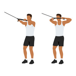 Man doing standing rope face pull cable face pull Vector Image