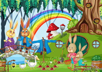 Cute little rabbit cartoon sitting Royalty Free Vector Image