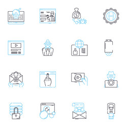Deception linear icons set fraud concealment Vector Image