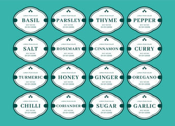 Pantry spice jar seasoning label sticker Vector Image