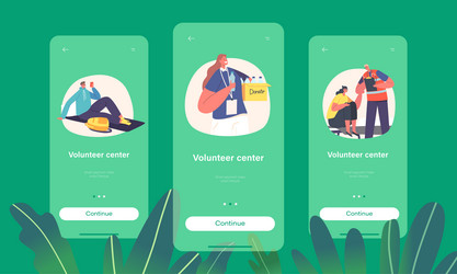 Volunteer center mobile app page onboard screen Vector Image