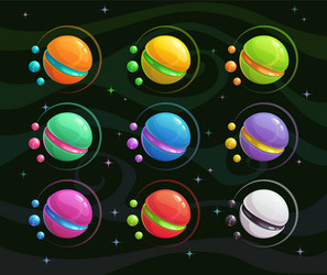 Cartoon colorful fantasy planets set Royalty Free Vector
