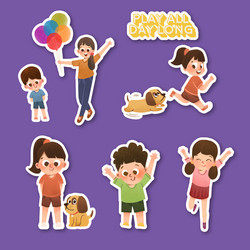 Cartoon sticker with children day concept design Vector Image