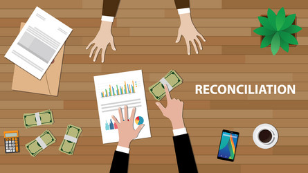 Bank reconciliation white text with office Vector Image