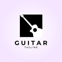 Simple guitar logo icon badge mono line design Vector Image