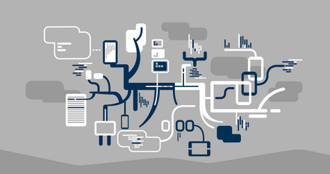 Network diagram app icon cluster Royalty Free Vector Image