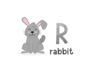 Zoo animal alphabet r for rabbit Royalty Free Vector Image