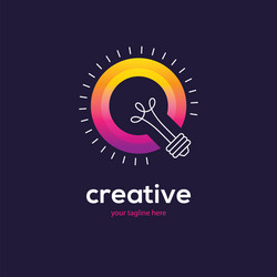 Logo with a half of light bulb and brain Vector Image