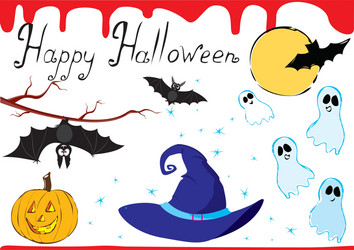 Big set of halloween cartoon characters Royalty Free Vector