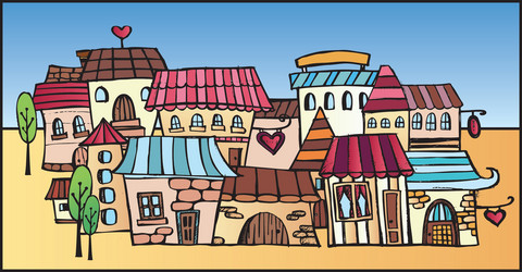 Cartoon drawing town Royalty Free Vector Image