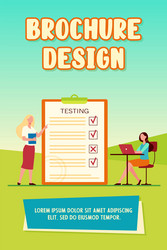 Female student passing exam and checking answers Vector Image