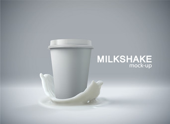 Milkshake paper cup and creamy splash Royalty Free Vector