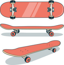Realistic cartoon skateboard from different angles