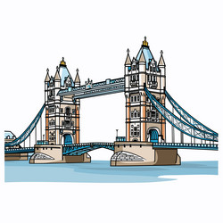 Tower bridge hand-drawn comic Royalty Free Vector Image